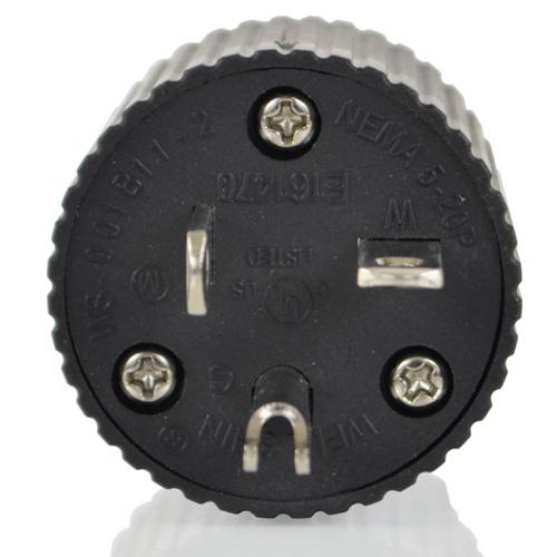 Conntek 60141, NEMA 5-20P Plug, 20A, 125V Straight Blade